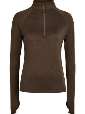 Varley Always Warm Half-zip Stretch-jersey Top - Dark Brown