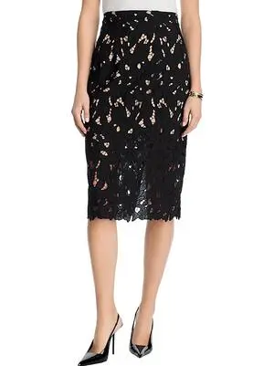 Aqua Lace Midi Skirt - Black