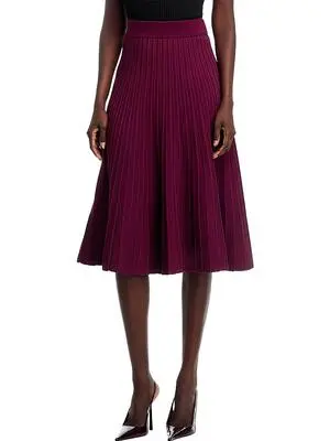 NANCY YANG Ribbed A-line Midi Skirt - Burgundy