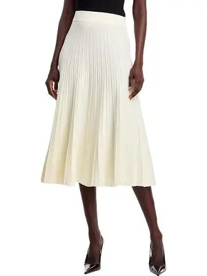 NANCY YANG Ribbed A-line Midi Skirt - Cream