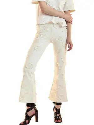 Cynthia Rowley 3d Flowers Ponte Knit Cropped Pants - White
