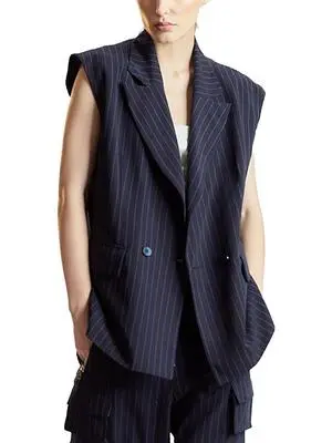 Cynthia Rowley Oversized Double Breasted Vest - Navy