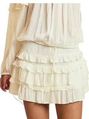 Cynthia Rowley Ruffle Pleated Mini Skirt - Off White