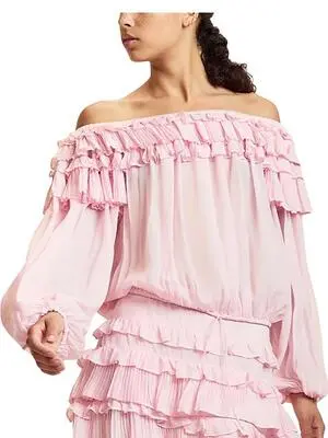 Cynthia Rowley Off-shoulder Ruffle Blouse - Pink