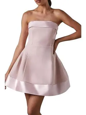 Coast Bandeau Satin Detail Pleated Mini Dress - Pink