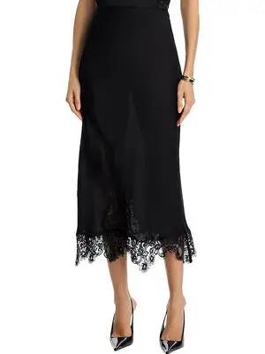 Aqua Lace Inset Slip Skirt - Black