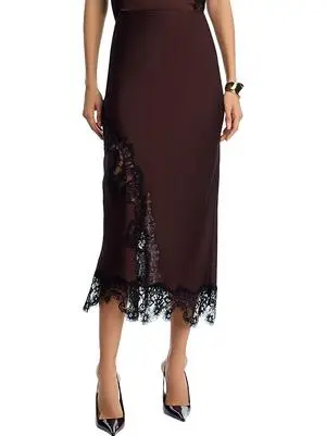 Aqua Lace Inset Slip Skirt - Brown