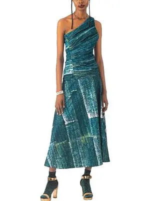 BUSAYO Tiwa Printed One Shoulder Maxi Dress - Green