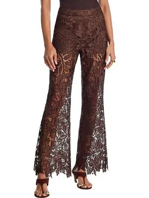 Aqua Lace Flare Pants - Brown