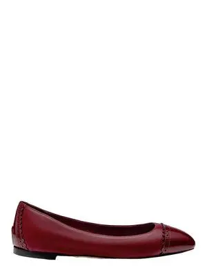 Sarah Flint X Mary Orton Perfect Cap Toe Flat - Bordeaux Nappa