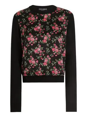 Dolce & Gabbana Rose Bouquets-print Silk And Satin Pullover - Multicolor