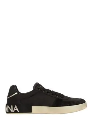 Dolce & Gabbana Portofino Nylon And Split Calfskin Sneakers - Black