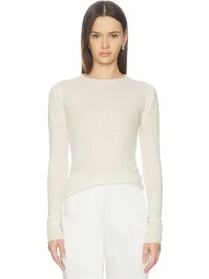 SKIMS Sheer Cashmere Long Sleeve Top - Egret