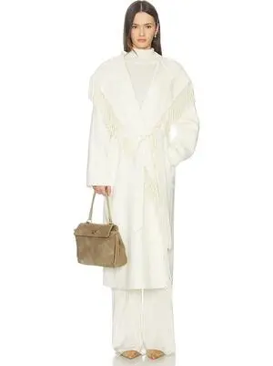 Sablyn Hooded Wool-cashmere Coat With Fringe - Gardenia