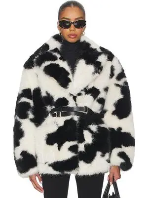 AFRM Livingston Faux Fur Jacket - Cattle Print Fur