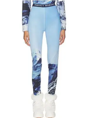 Perfect Moment Printed Base Layer Leggings In Blue - Ski Lift Blue