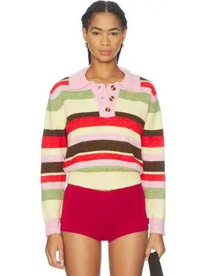 LISA SAYS GAH Alaia Polo Sweater - Pink Stripe