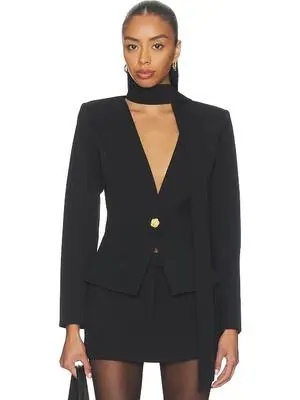 L'Agence Romy Tie Neck Blazer - Black