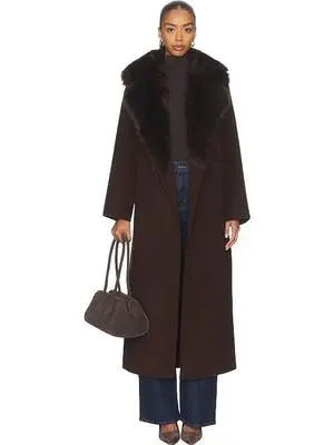 LoveShackFancy Kenzia Coat - Chocolate Brown