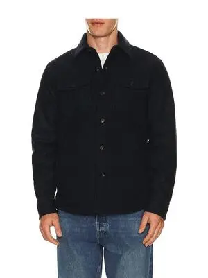 Faherty Brand Range Fleece Lined Shacket - Navy Shadow Twill
