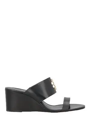 Tory Burch Leather Wedge Sandals - Black
