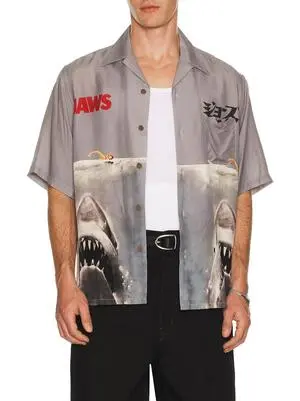 WACKO MARIA X Jaws Hawaiian Shirt In Grey - Gray