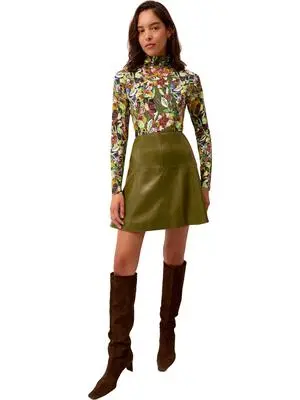 MARIE OLIVER Crawford Vegan Leather Skirt - Juniper Green