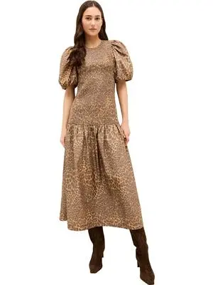 MARIE OLIVER Marca -print Taffeta Dress - Leopard