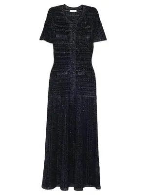Sandro Rhinestone Knit Maxi Dress - Blue