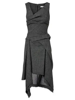Alexander McQueen Wool Midi Dress - Grey