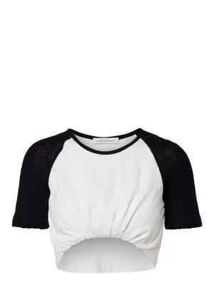 Christopher Esber Gathered Cotton Jersey Crop Top - White