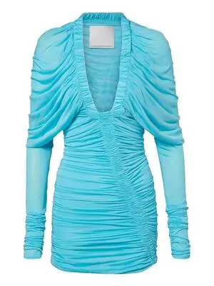 Christopher Esber Orion Ruched Sheer Minidress - Blue