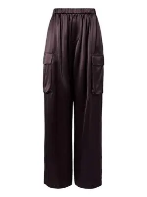 THE FRANKIE SHOP Delny Satin Cargo Pants - Brown