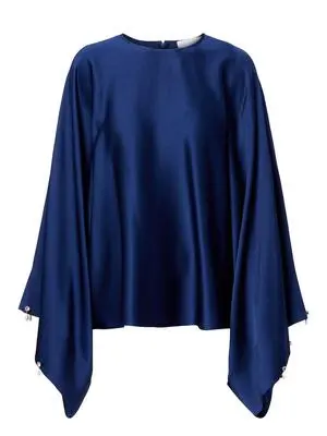 Stella McCartney Faux Pearl-embellished Satin Top - Blue