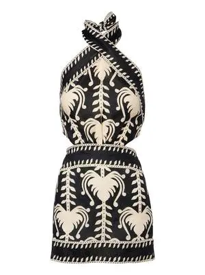 Johanna Ortiz Cutout Printed Minidress - Black