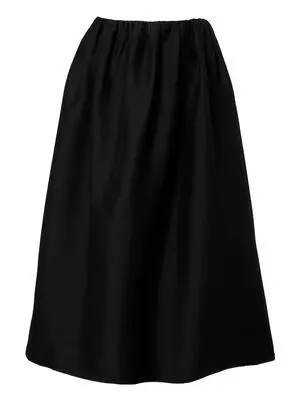 TOTEME Gathered Wool And Silk Midi Skirt - Black