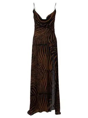 Blumarine Zebra-print Maxi Dress - Brown