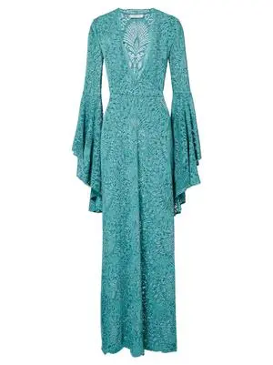 ALEXANDRA MIRO Kara Lace Beach Dress - Turquoise