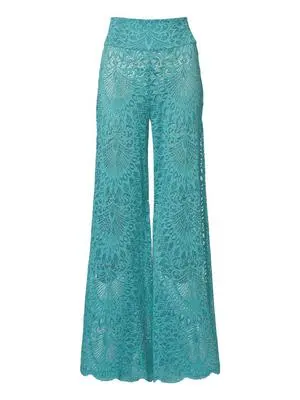 ALEXANDRA MIRO Paloma Lace Wide-leg Pants - Turquoise