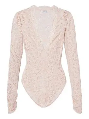 ALEXANDRA MIRO Ariella Sheer Lace Bodysuit - Pink