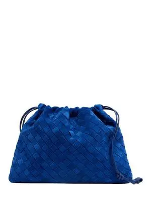 Bottega Veneta Intrecciato Suede Pouch - Blue