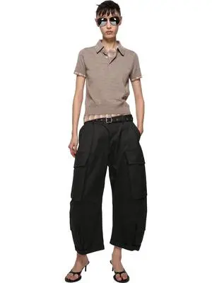 Acne Studios Twill Cargo Trousers With Adjustable Belt - Black