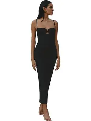 MONTCE Pearl Midi Slip Dress Black