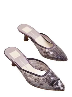 Dolce Vita Cleo Sequin Mule Heels - Smoke