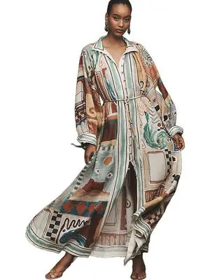 ALEMAIS Michelle Long-sleeve Linen Shirtdress - Multi