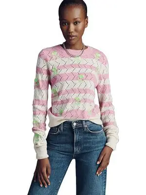 Essentiel Antwerp Jivine Embroidered Intarsia Sweater - Pinky Sugar