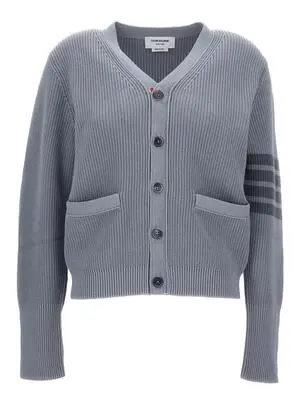 Thom Browne V-neck Cotton Cardigan - Grey