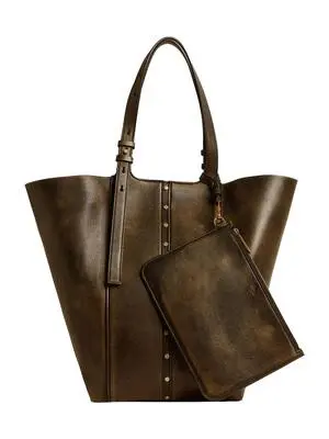 GOLDEN GOOSE Vintage Leather Shopper With Stud Detailing - Brown