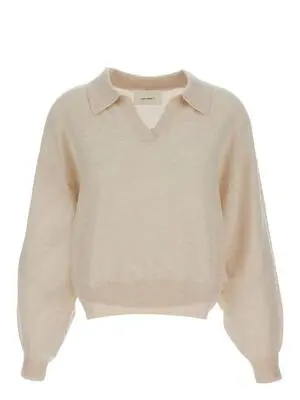 LISA YANG Virgin Wool Polo Sweater - Beige