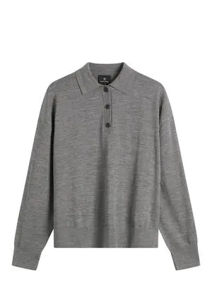 ANINE BING Lee Polo Sweater - Grey Melange